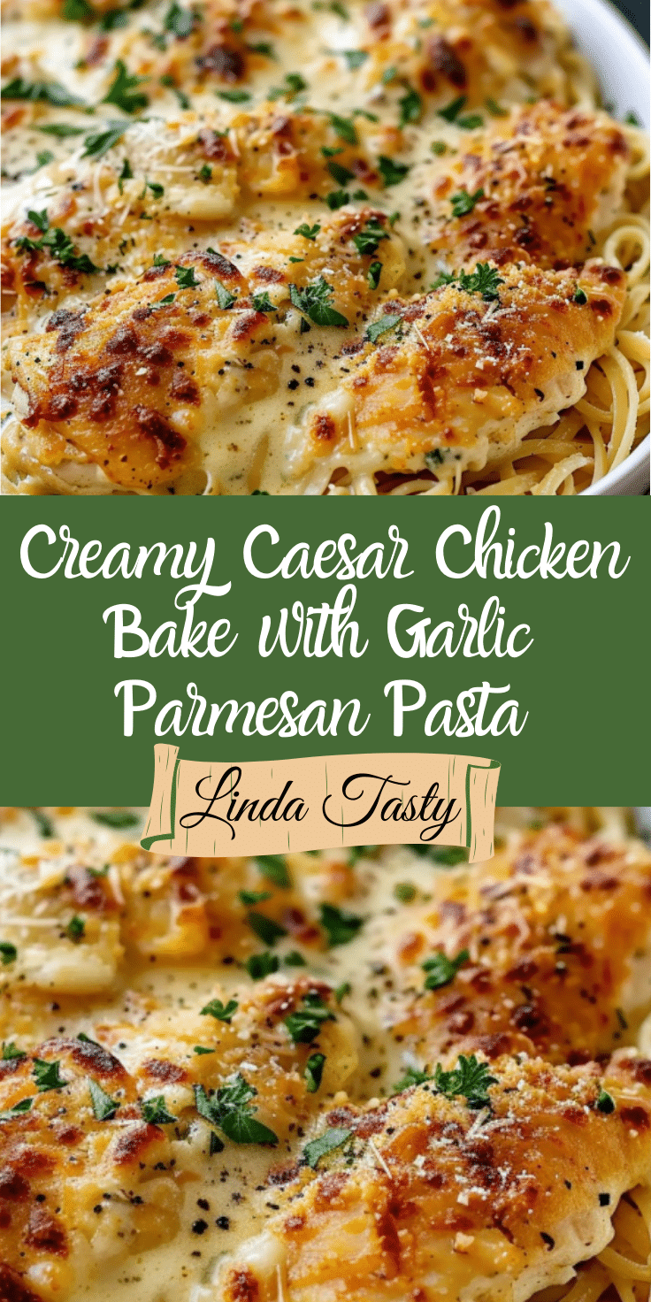 Easy Baked Caesar Chicken with Creamy Parmesan Pasta